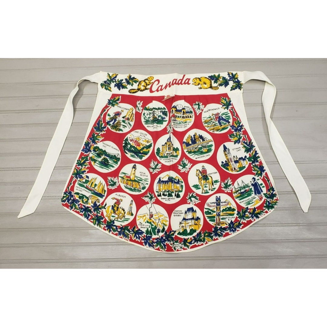 Vintage Half Apron Canada Landmarks Souvenir Tourist Locations & Towns ...