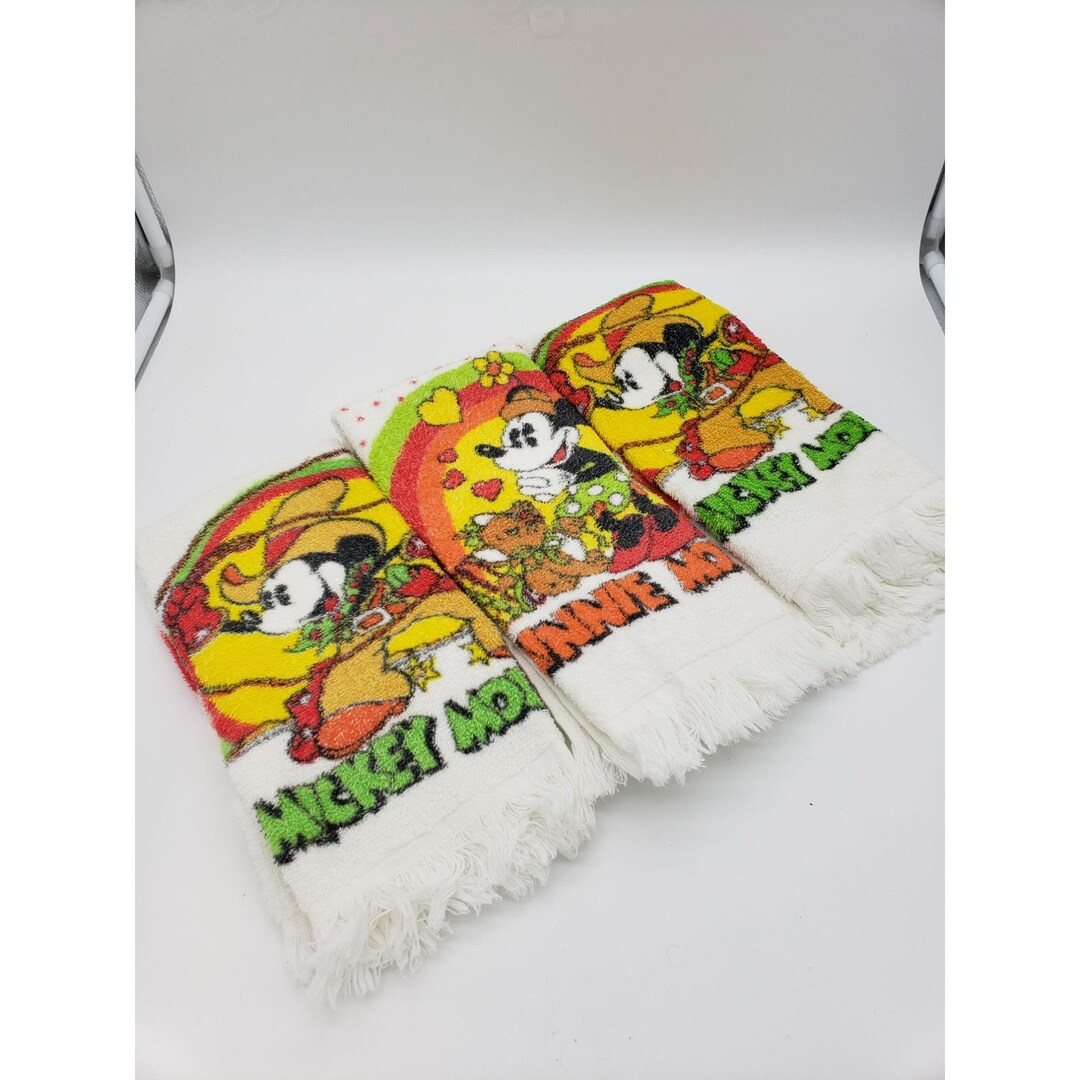 3 Vintage Walt Disney Hand Towels Mickey Minnie Donald Daisy, 25 X 15.5 ...