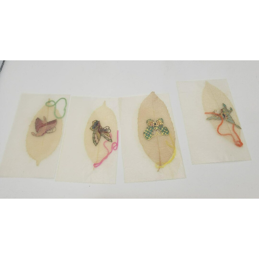 Vintage Chinese Butterfly Art on Leaf Skeletons - CAAC Ornaments - Etsy