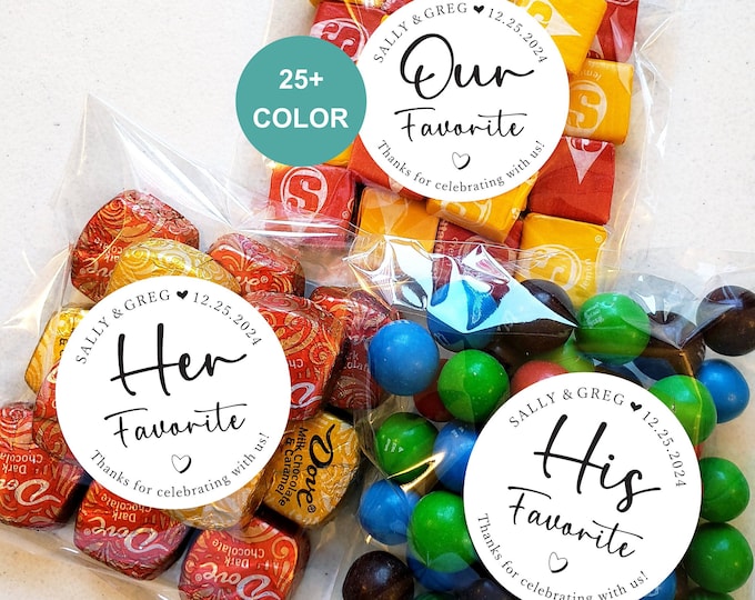 His Her Our Wedding Favors Stickers & Bags, His Her Our Favorite ...
