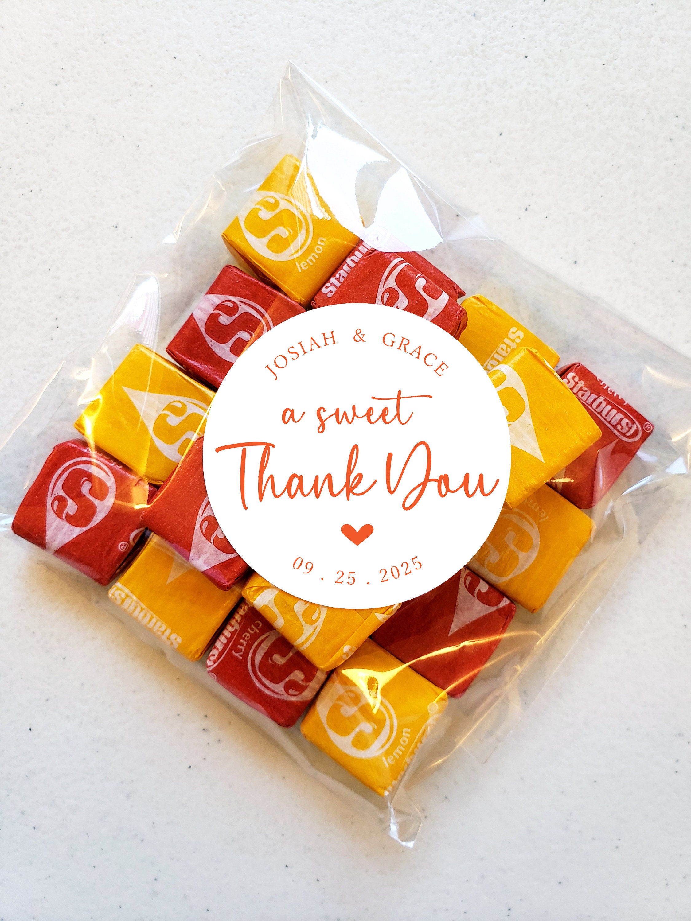 20 A Sweet Thank You Stickers Labels Personalized Wedding Favors ...