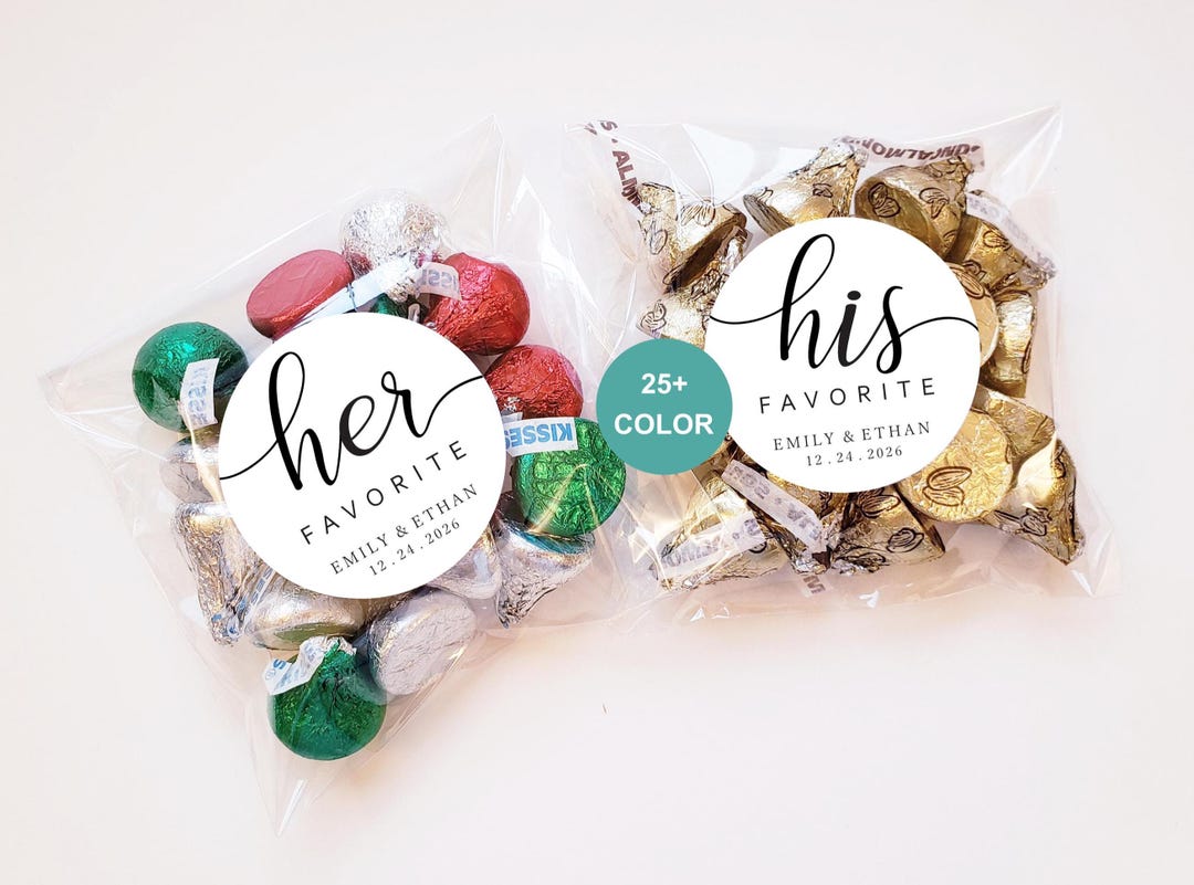 His Her Our Wedding Favors Stickers & Bags Personalized Customizable ...