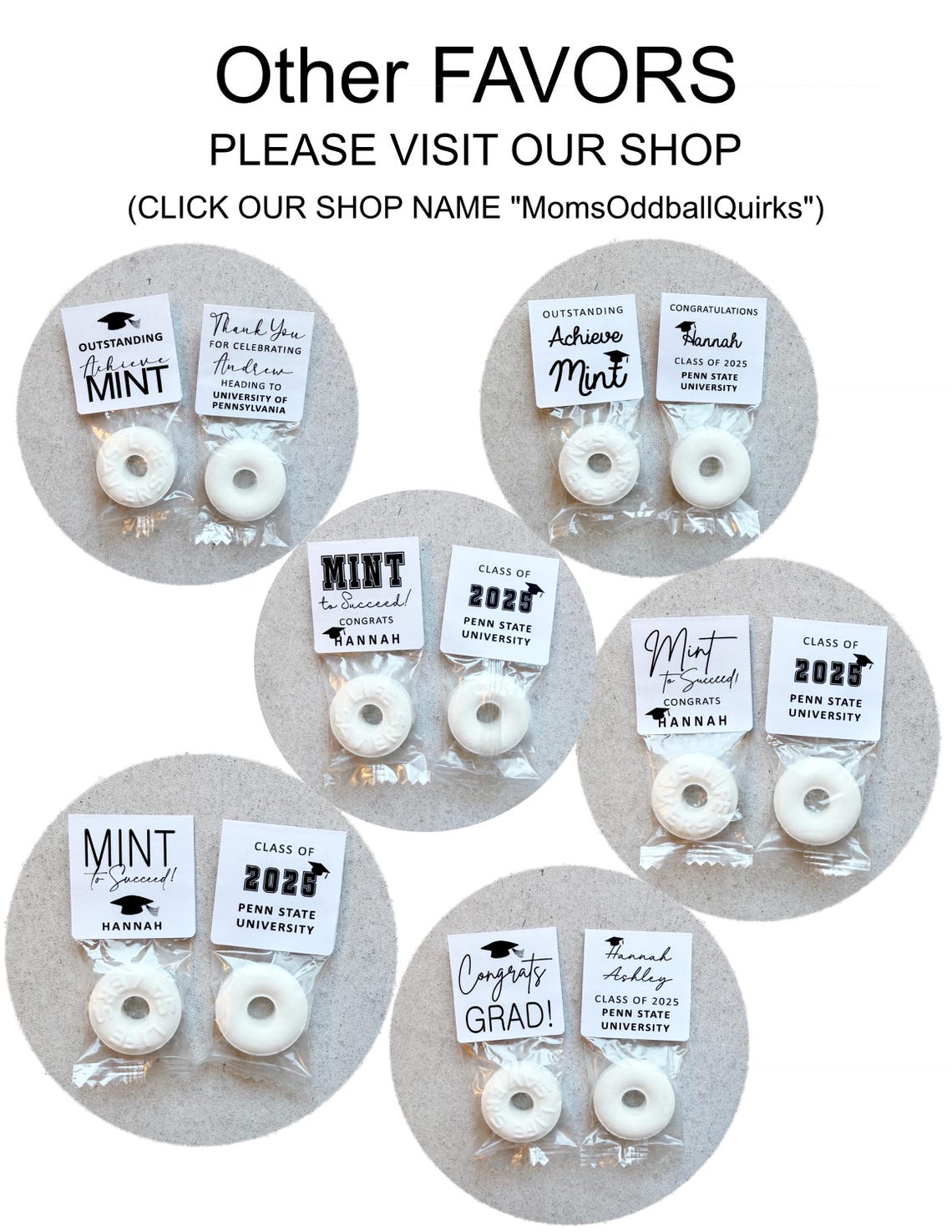 SET OF 60 - Graduation Mints Favors Gifts High School University ...