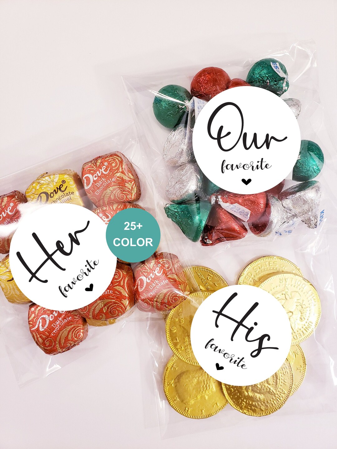 20 His Her Our Wedding Favors Stickers & Bags, His Her Our Favorite ...