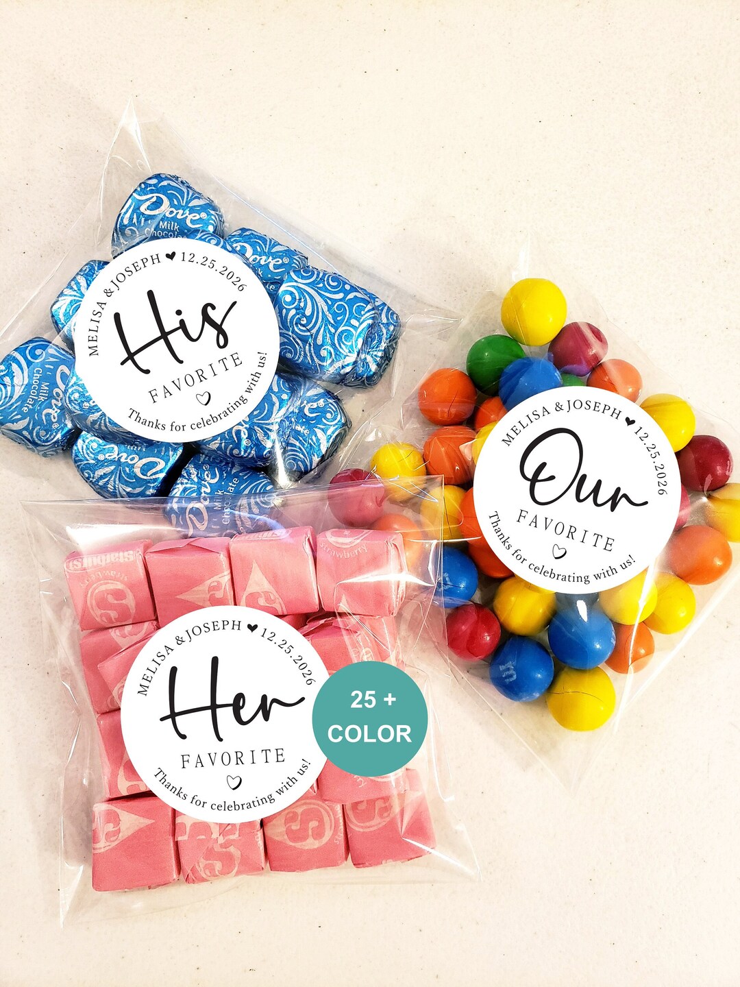 20 His Her Our Wedding Favors Stickers & Bags, His Her Our Favorite ...