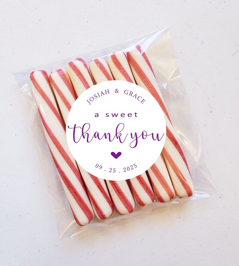 A Sweet Thank You Stickers Labels Personalized Wedding Favors Stickers ...
