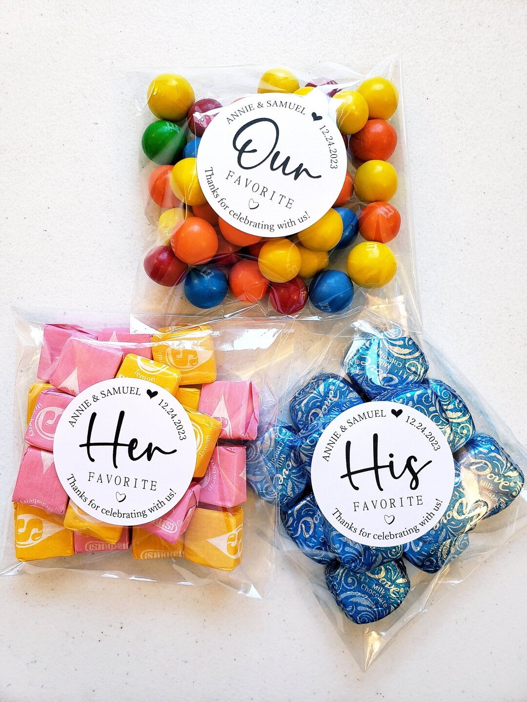 20 His Her Our Wedding Favors Stickers & Bags, His Her Our Favorite ...
