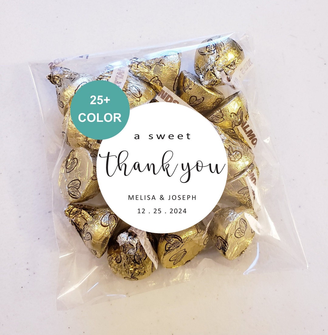 20 A Sweet Thank You Stickers Labels Personalized Wedding Favors ...