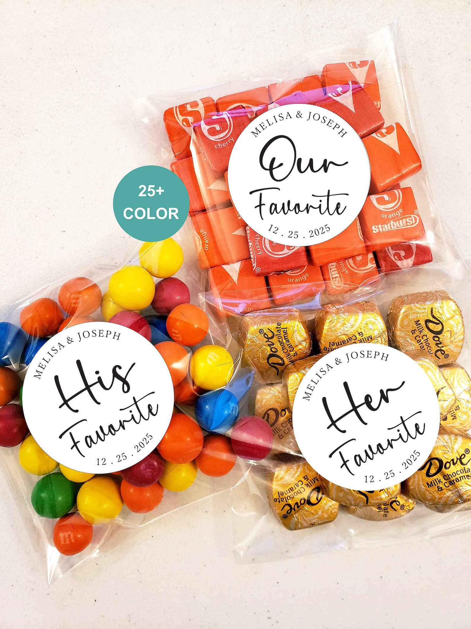 20 His Her Our Wedding Favors Stickers & Bags, His Her Our Favorite ...