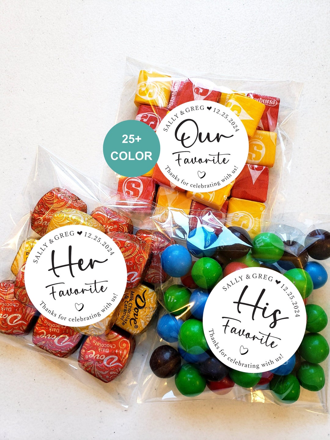 His Her Our Wedding Favors Stickers & Bags, His Her Our Favorite ...