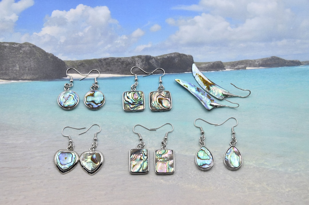 Natural Abalone/paua Shell Earrings - Set With Platinum Brass Finding ...