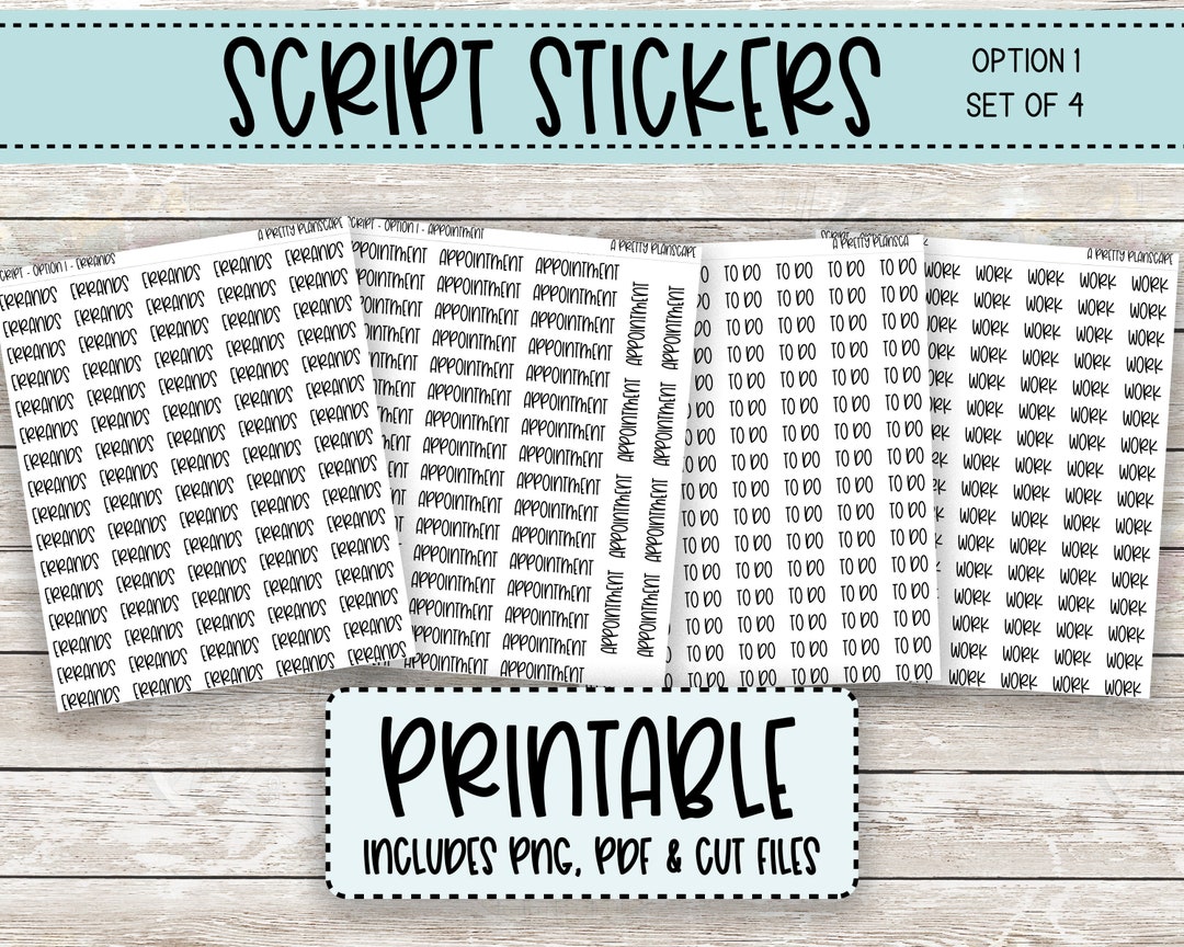 PRINTABLE Script Stickers Work, Appointment, to Do, Errands Scripts ...