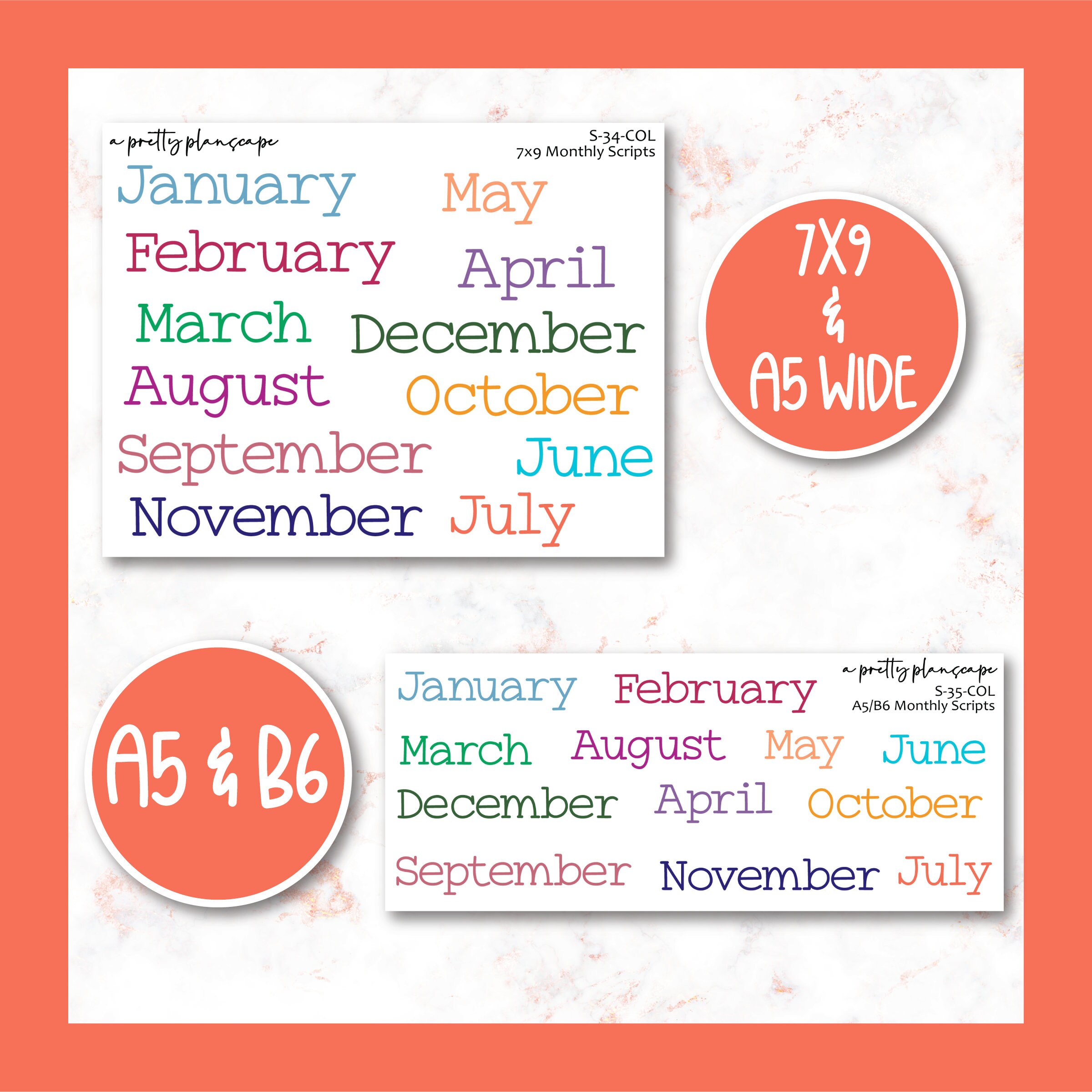 PRINTABLE Monthly Scripts S-34 S-35 Silhouette Cut Files Cricut Planner ...