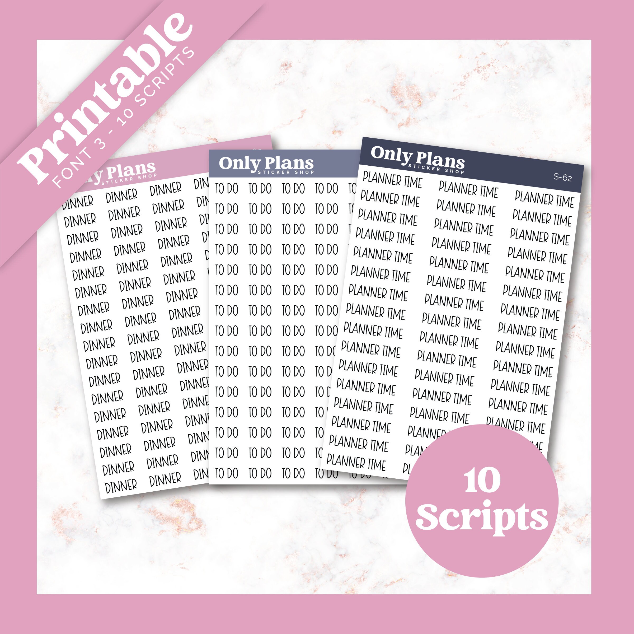 PRINTABLE Script Bundle Font 3 10 Sheets - Etsy