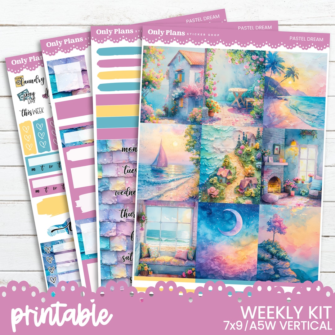 PRINTABLE Weekly Sticker Kit 184 - Standard Vertical - Weekly Planner ...