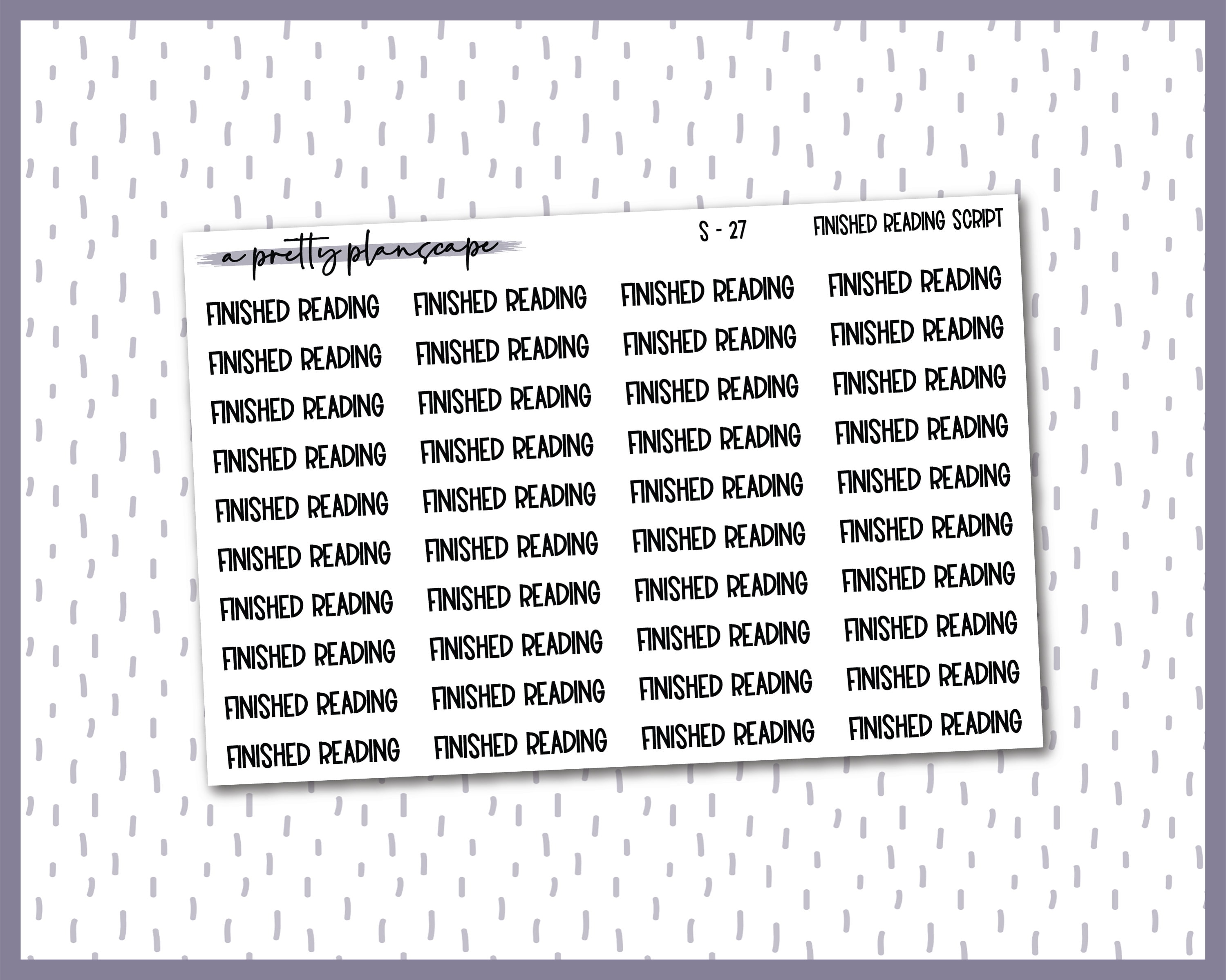 Finished Reading Script Stickers Reading Scripts Book - Etsy