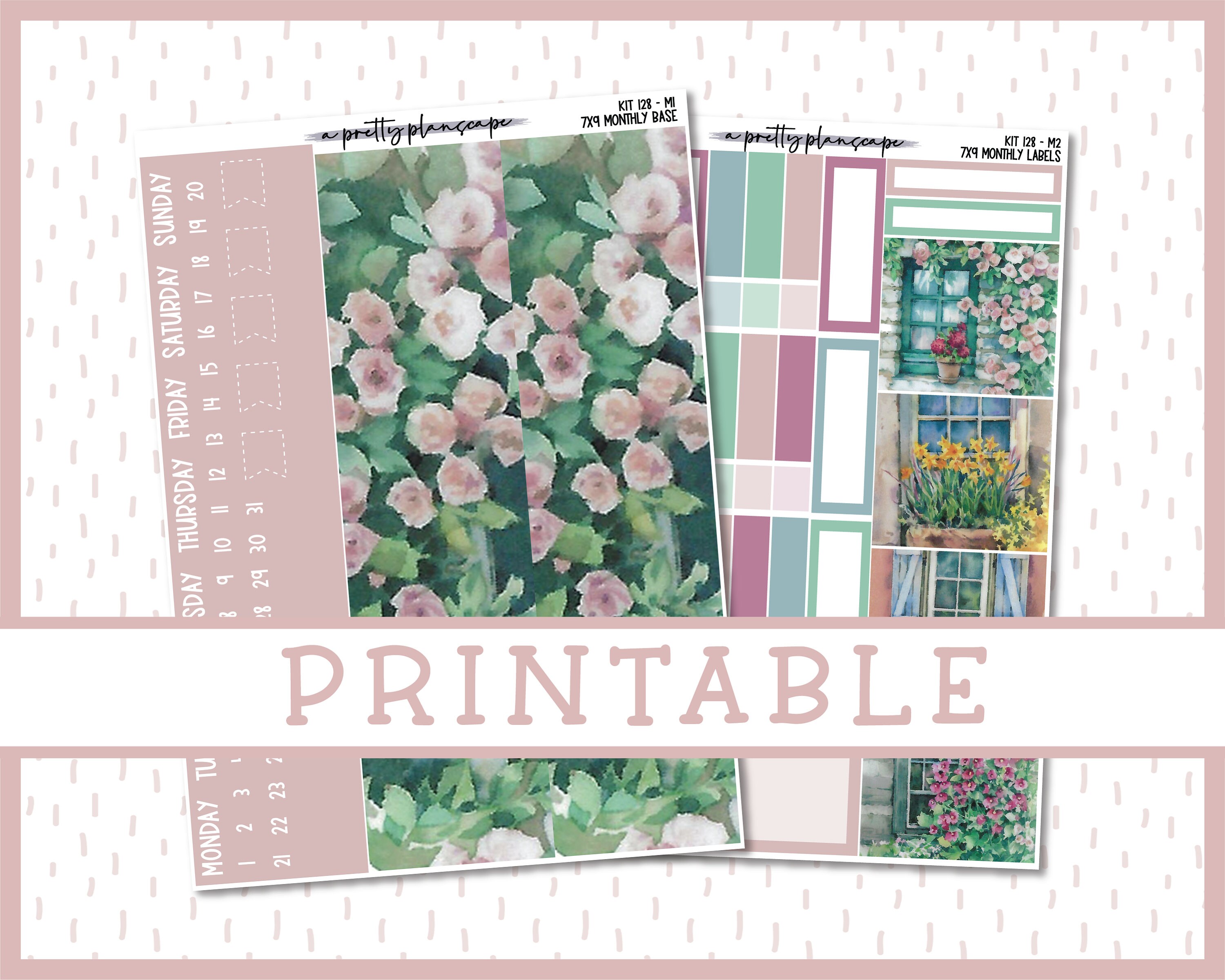 PRINTABLE Sticker Kit 128 Monthly Collection 7x9 A5W | Etsy