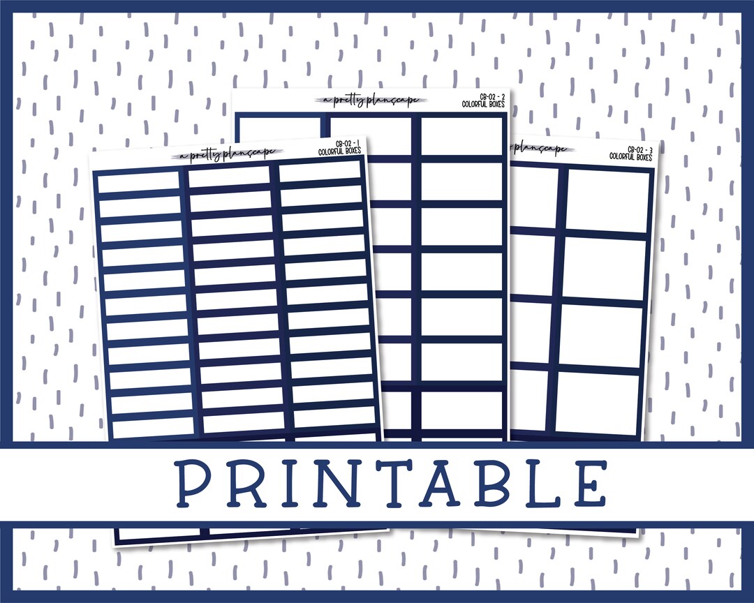 PRINTABLE Colorful Boxes Planner Stickers Kiss Cut Stickers Functional ...
