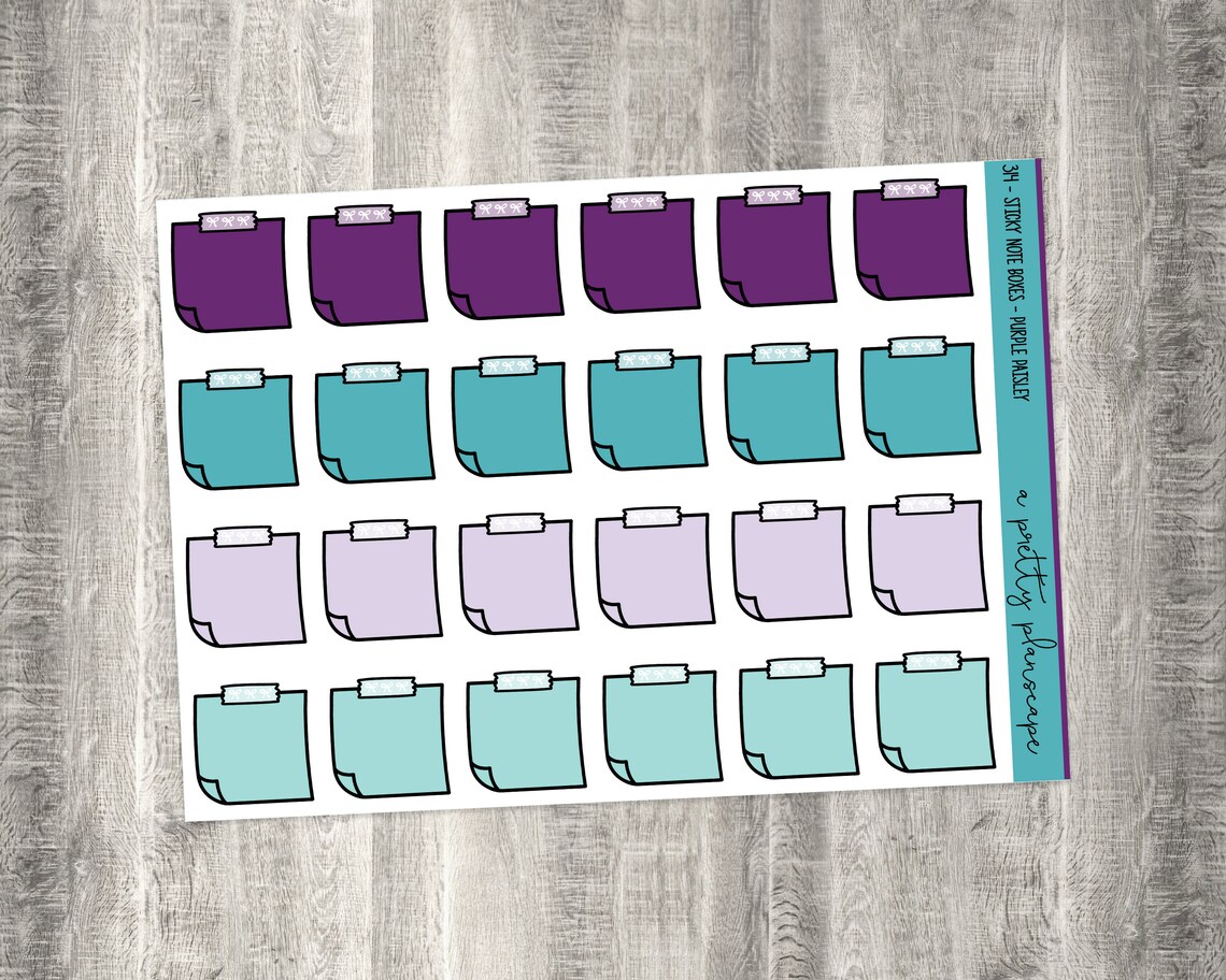 Sticky Note Stickers Purple Paisley Sticky Note Boxes | Etsy