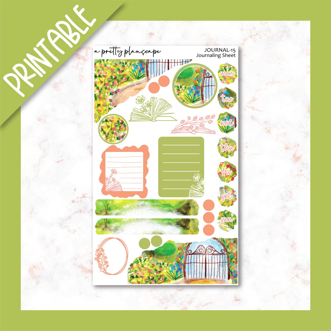 PRINTABLE Journaling Sheet 15 Journal Stickers Decorative Planner Kit ...