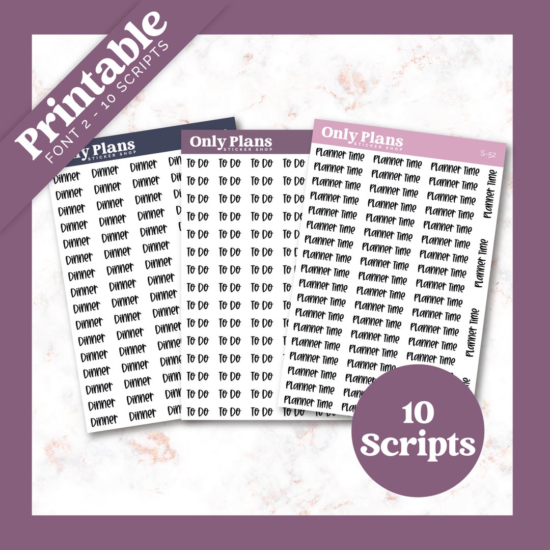 PRINTABLE Script Bundle Font 2 10 Sheets - Etsy