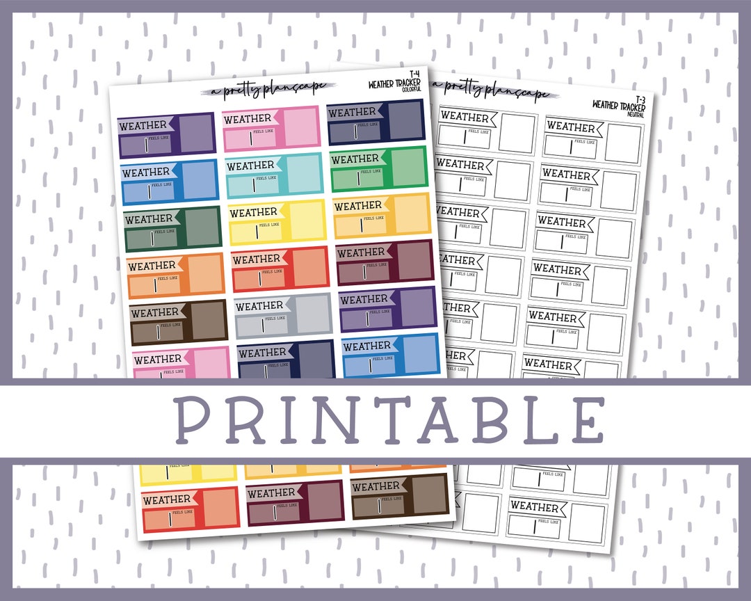 PRINTABLE Weather Tracker Stickers Temperature Feels Like Kiss Cut ...