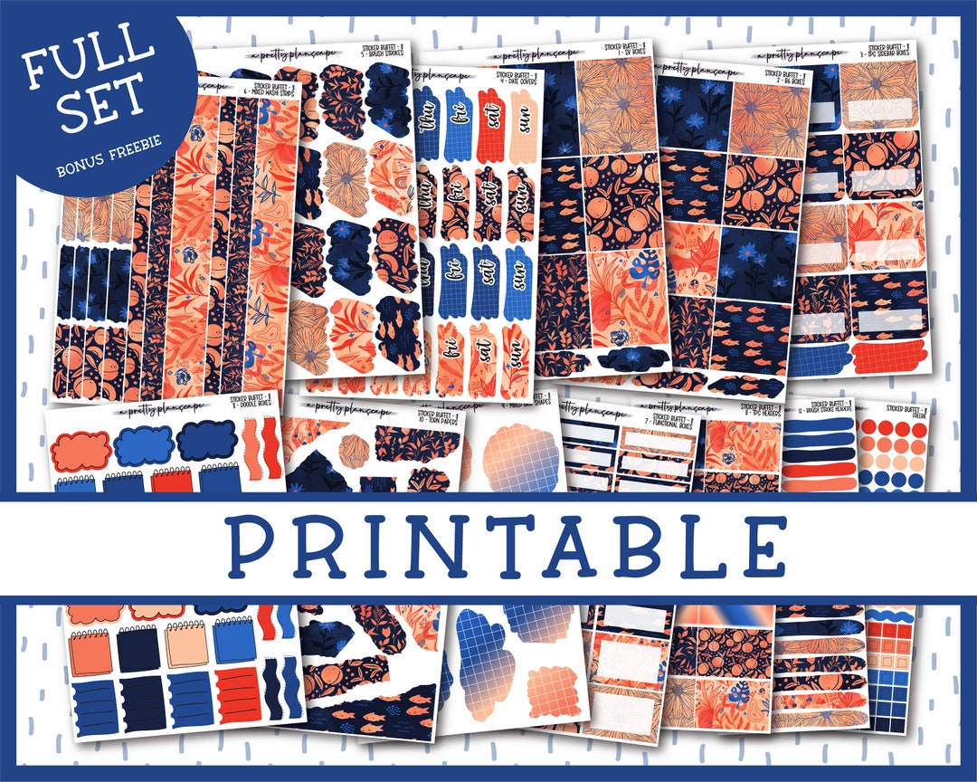 PRINTABLE Sticker Buffet 8 Planner Stickers Functional Decorative ...