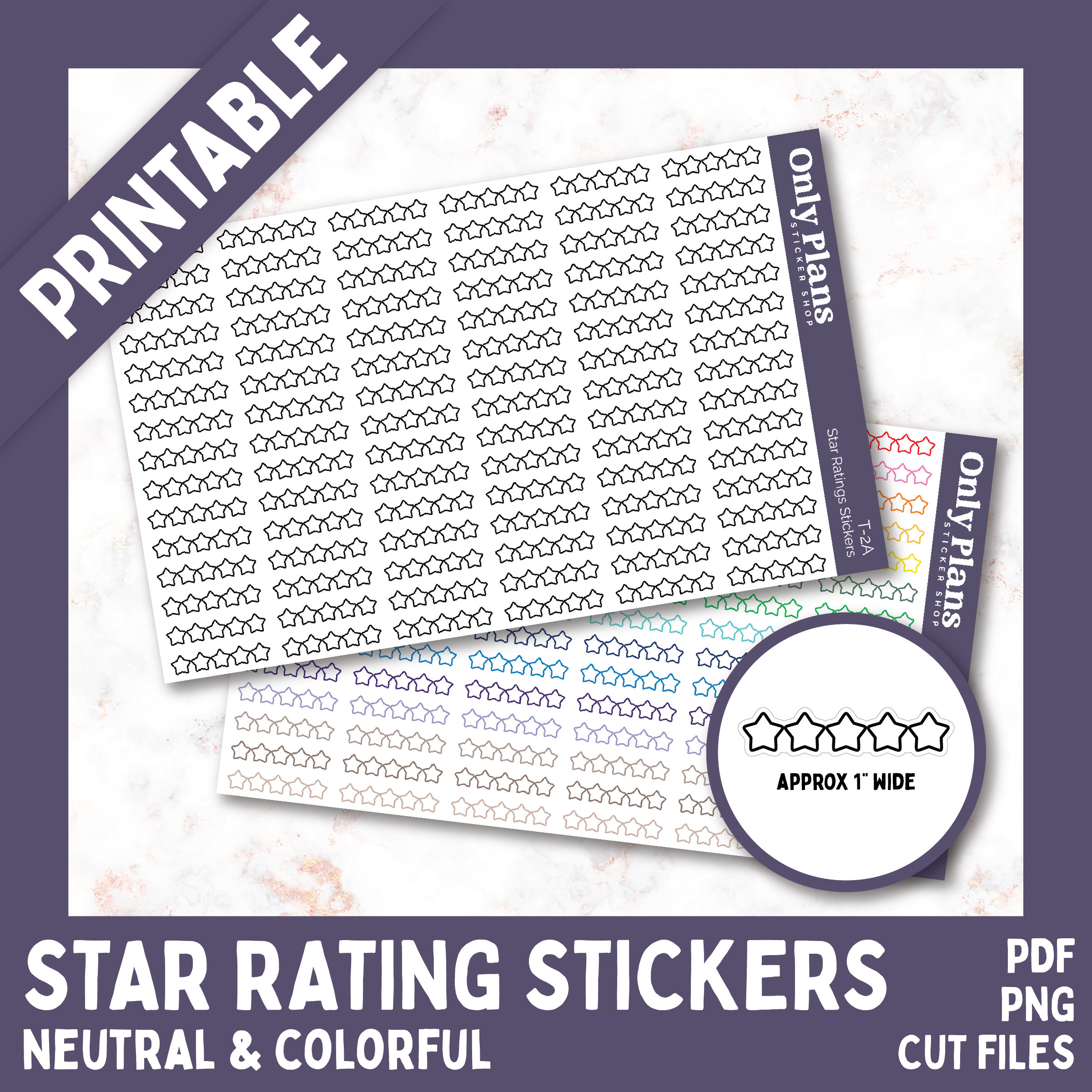 PRINTABLE Star Rating Stickers Book Rating Movie Rating kiss Cut ...