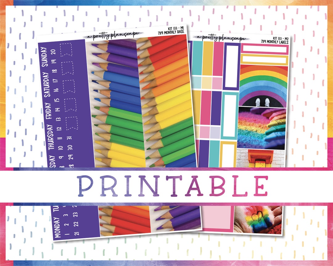 PRINTABLE Sticker Kit 133 Monthly Collection 7x9 A5W A5 B6 TPC Penny ...