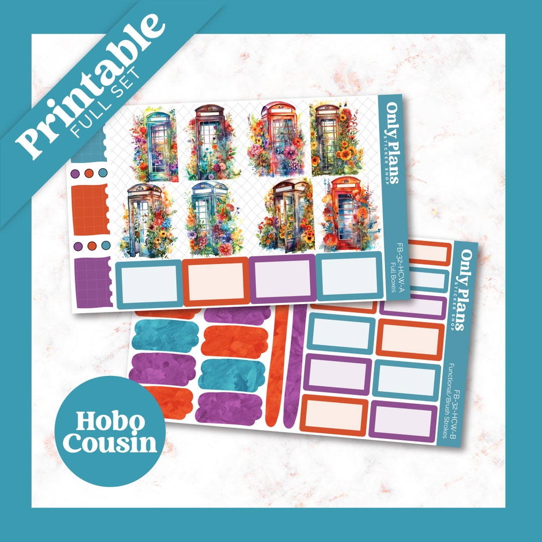 PRINTABLE Full Boxes Hobonichi Cousin Phone Booths FB-32-HCW - Etsy