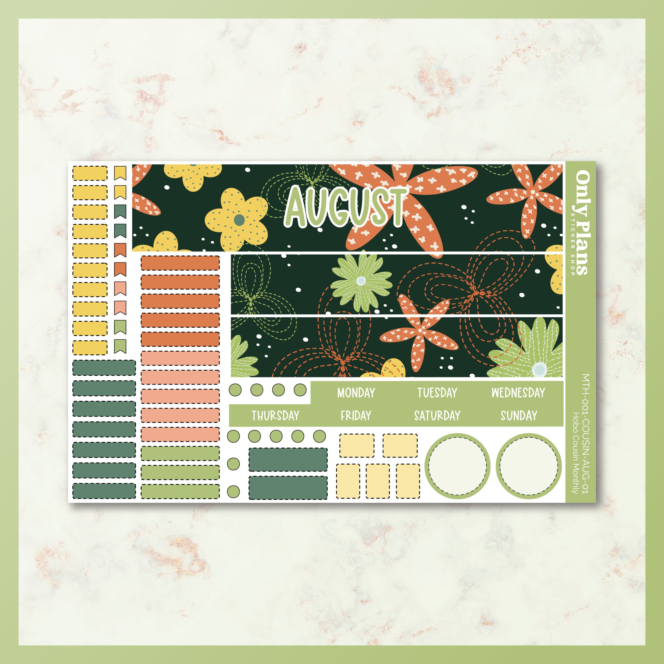 PRINTABLE Hobonichi Cousin Sticker Kit, August Monthly Hobonichi Cousin ...