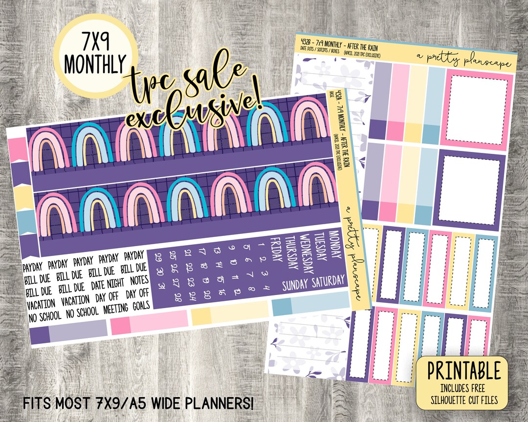 TPC EXCLUSIVE Printable Monthly Sticker Kit Standard A5 Wide, 7x9 ...