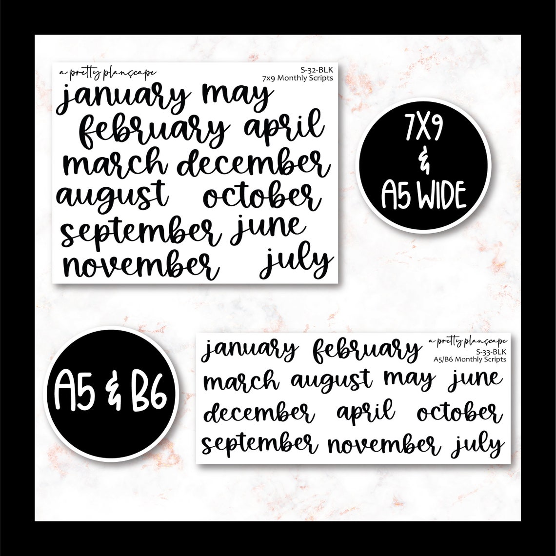 PRINTABLE Monthly Scripts - S-32 - S-33 - Silhouette Cut Files - Cricut ...