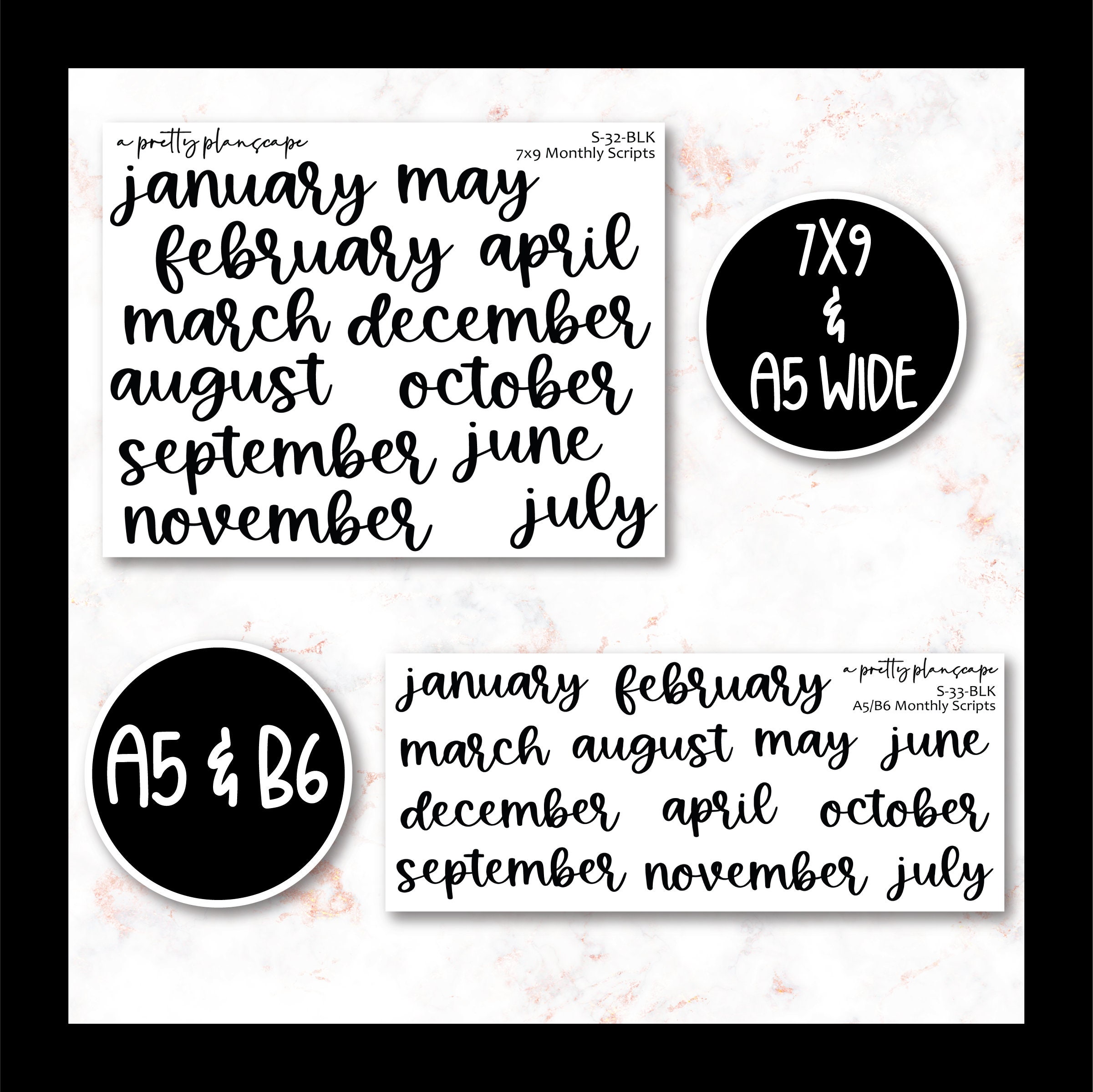 PRINTABLE Monthly Scripts - S-32 - S-33 - Silhouette Cut Files - Cricut ...
