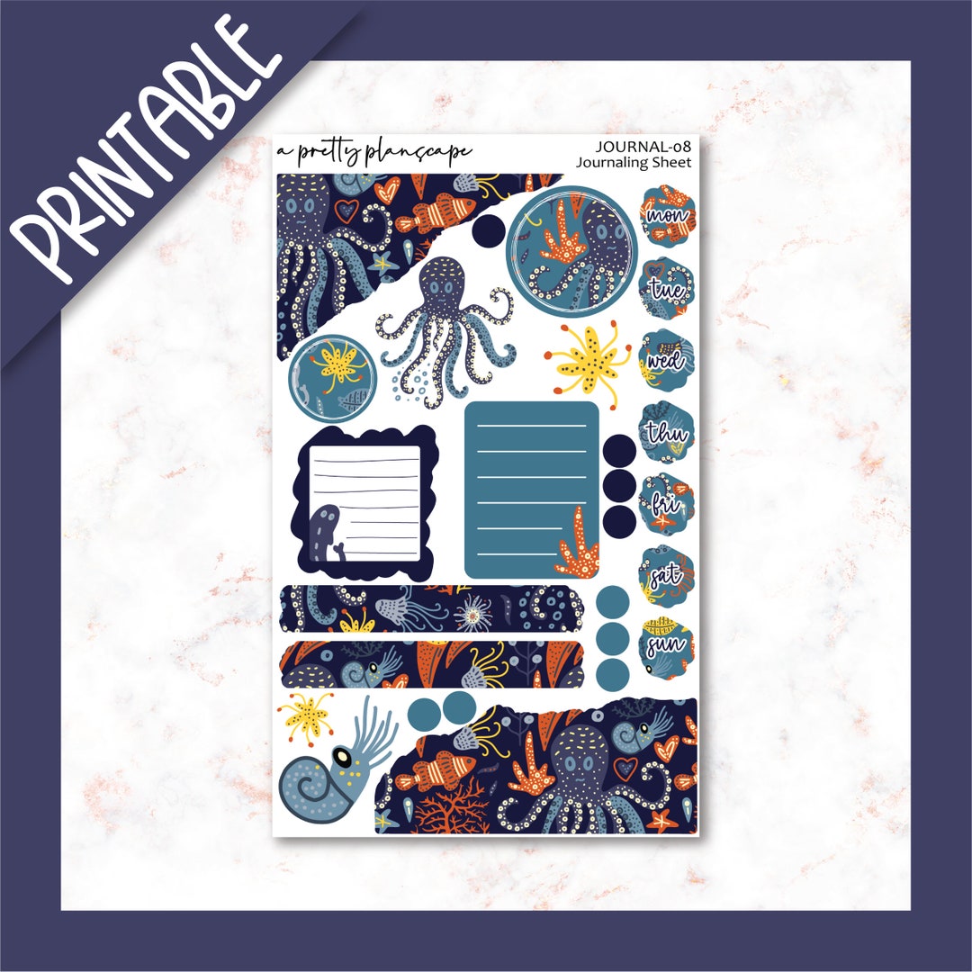PRINTABLE Journaling Sheet 8 Journal Stickers Decorative Planner Kit ...