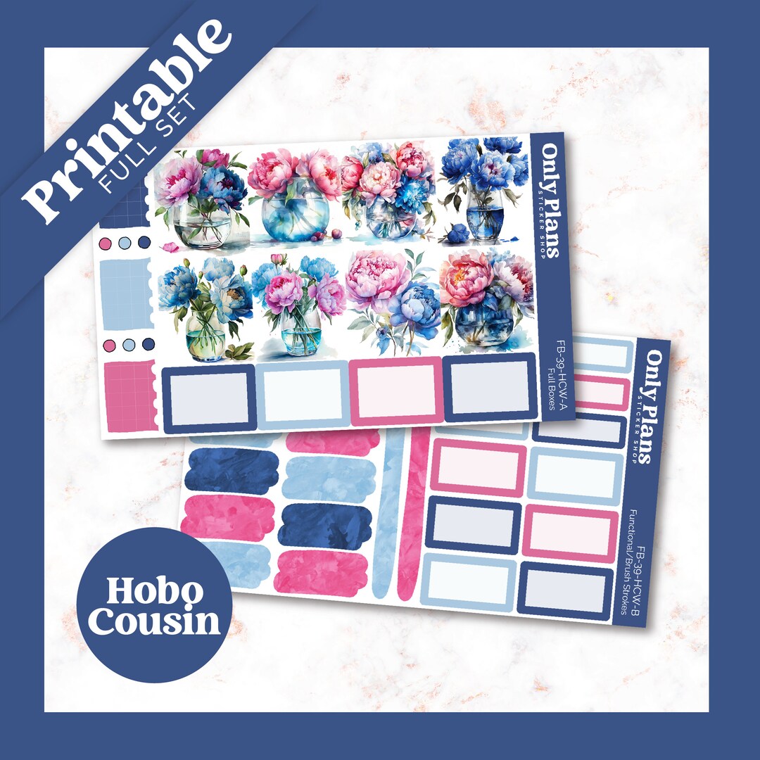 PRINTABLE Full Boxes Hobonichi Cousin Peonies FB-39-HCW - Etsy