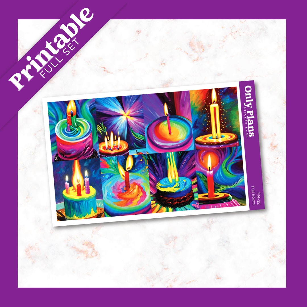 PRINTABLE Full Boxes Psychedelic Birthday FB-12 - Etsy