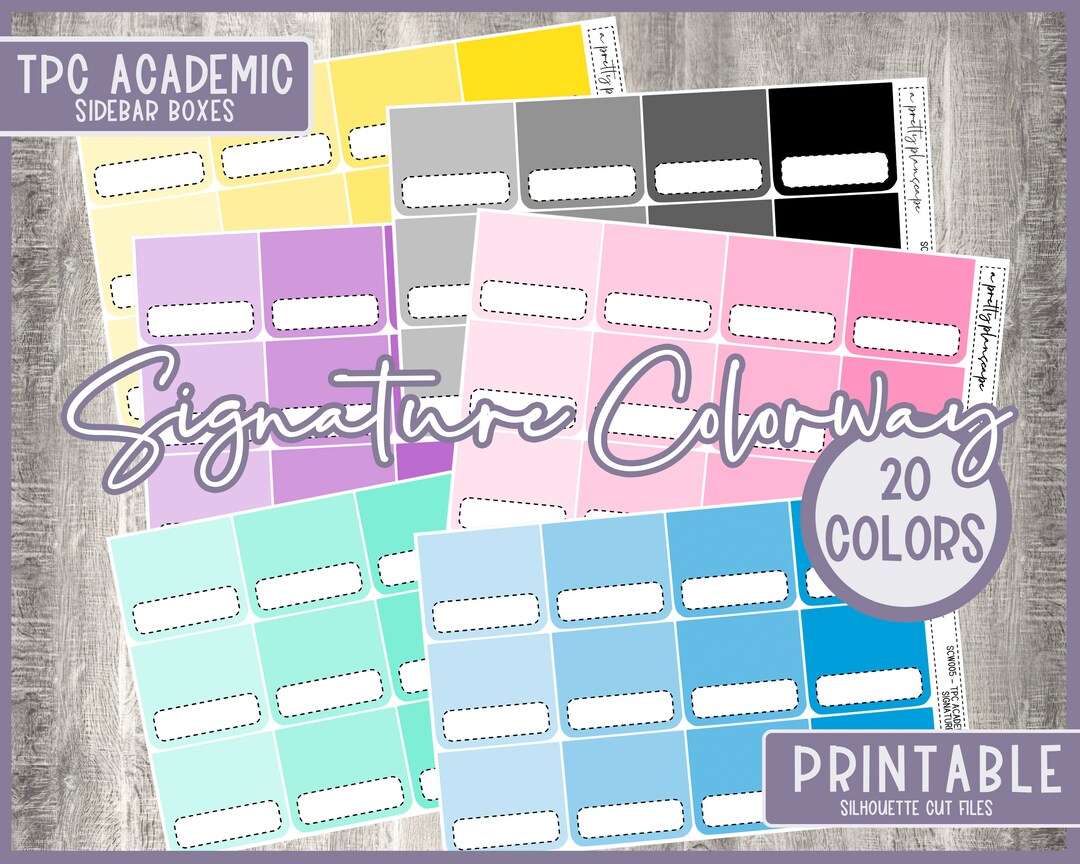 PRINTABLE Signature Colorway, SCW005, Academic Academic Planner Sidebar ...