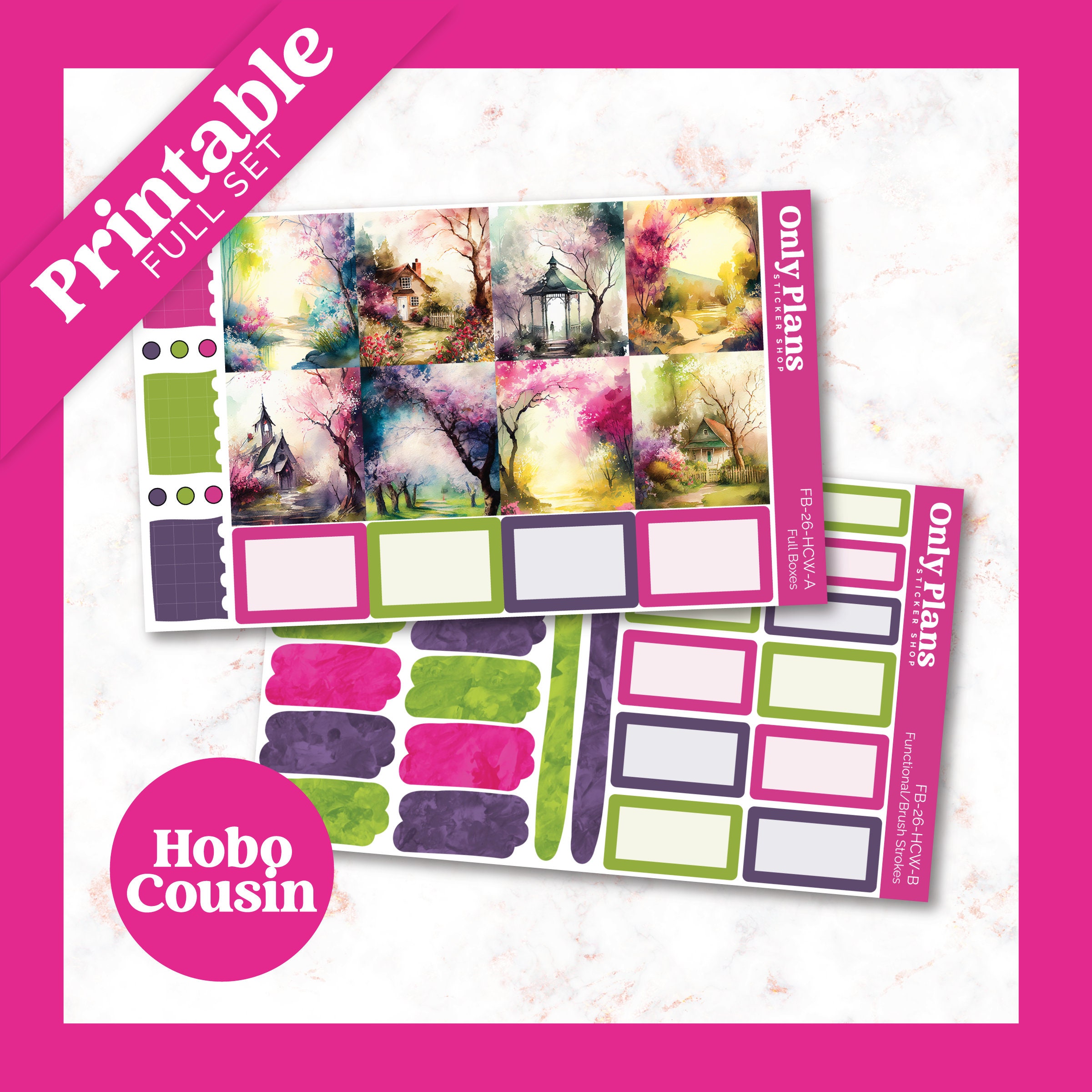 PRINTABLE Full Boxes Hobonichi Cousin Spring Scenes FB-26-HCW - Etsy
