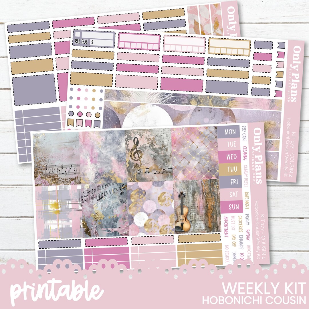 PRINTABLE Weekly Sticker Kit 177 - Hobonichi Cousin - Hobo Cousin ...