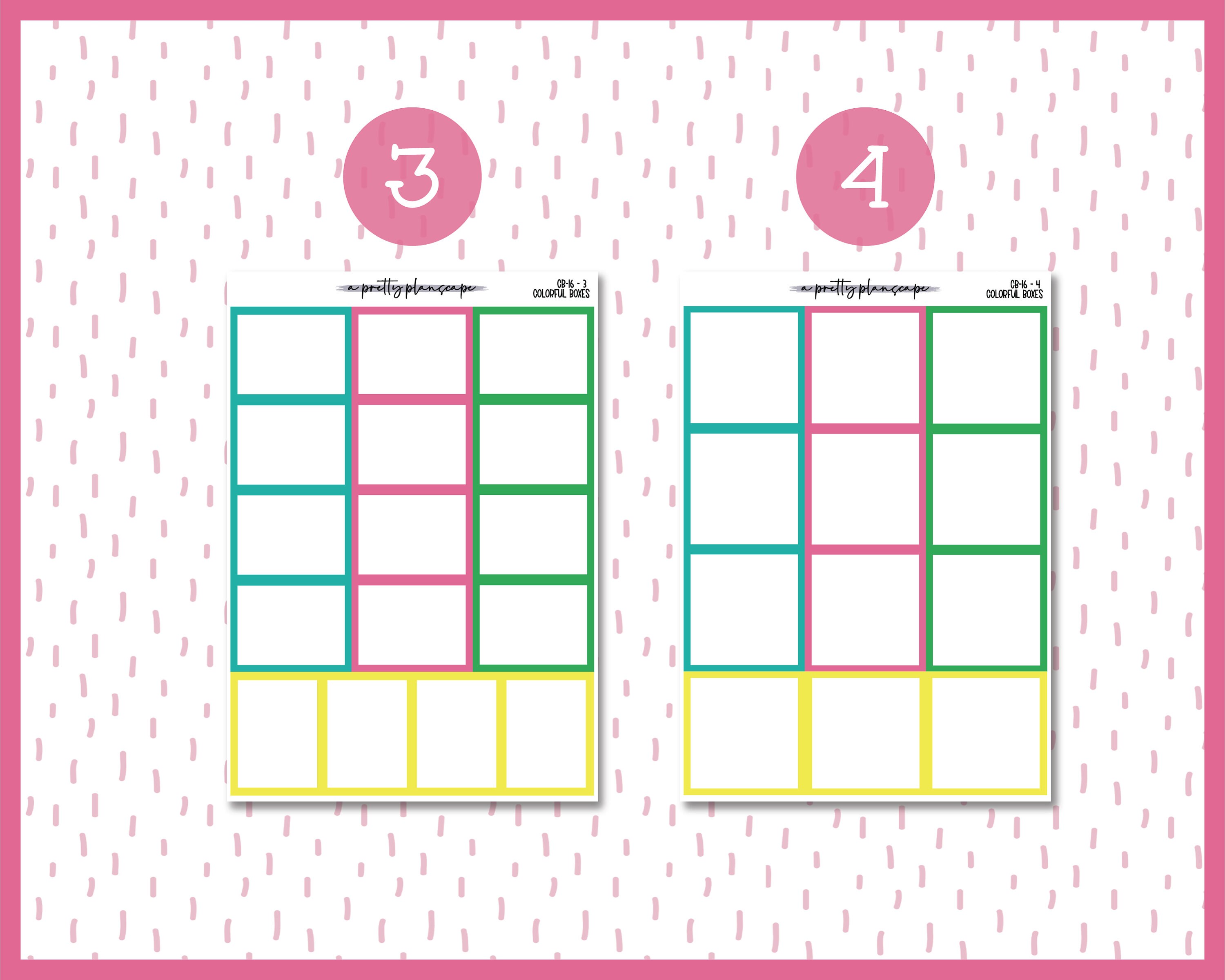 PRINTABLE Colorful Boxes Planner Stickers Kiss Cut | Etsy