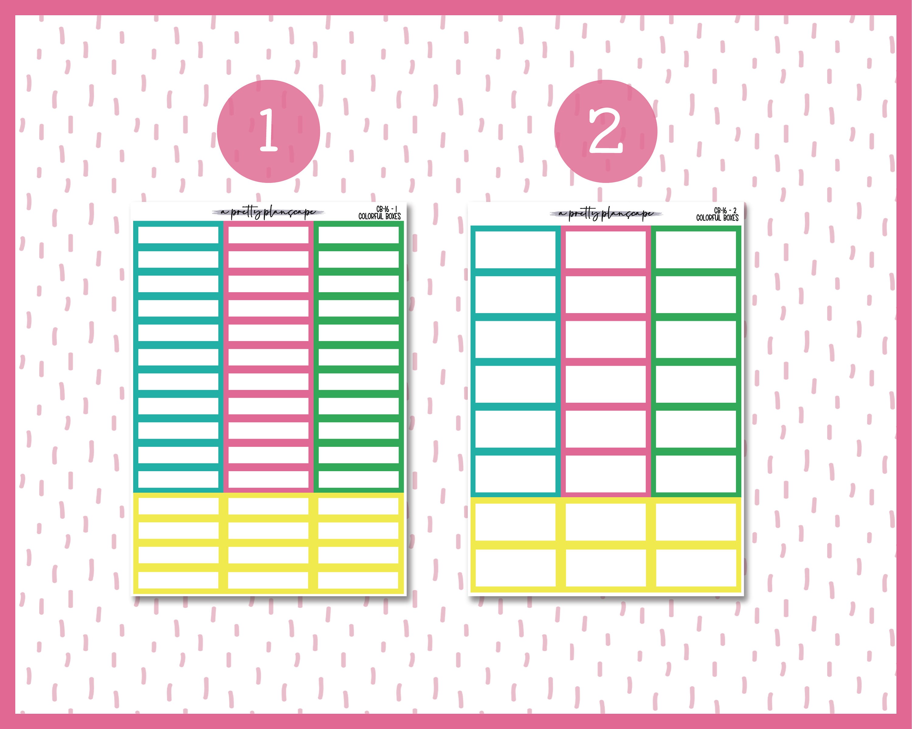 PRINTABLE Colorful Boxes Planner Stickers Kiss Cut | Etsy