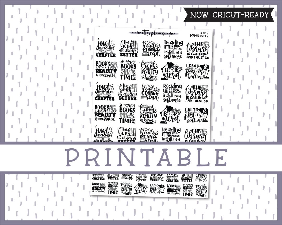 PRINTABLE Reading Quote Stickers Book Quotes Book Lovers Quotes Kiss ...