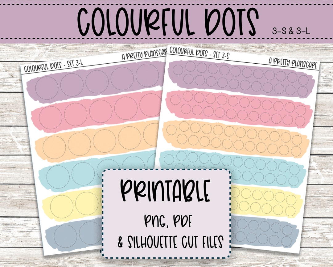 PRINTABLE Colourful Dots Set 3 Small 0.25 & Large - Etsy