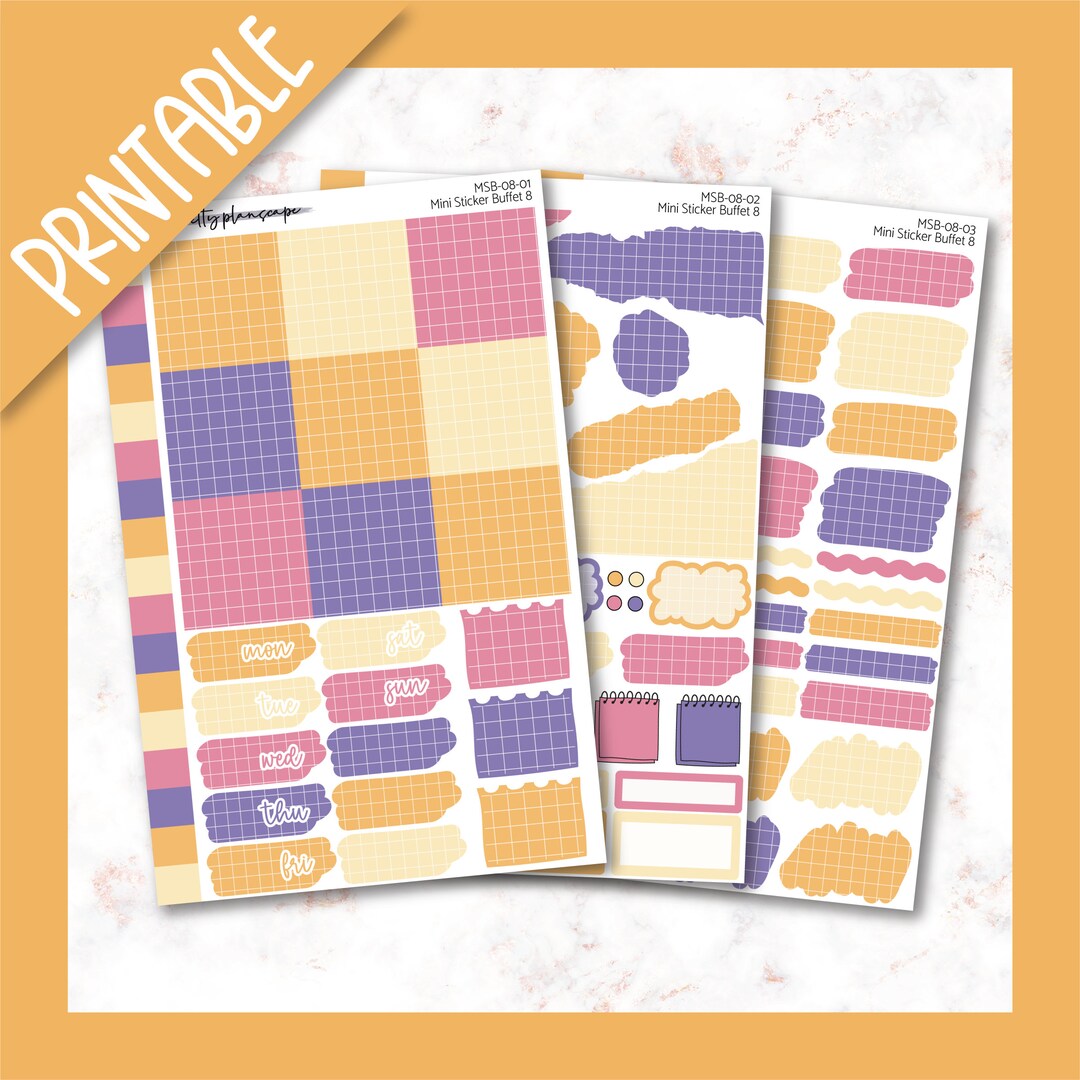 PRINTABLE Mini Sticker Buffet 8 Planner Stickers Functional Decorative ...