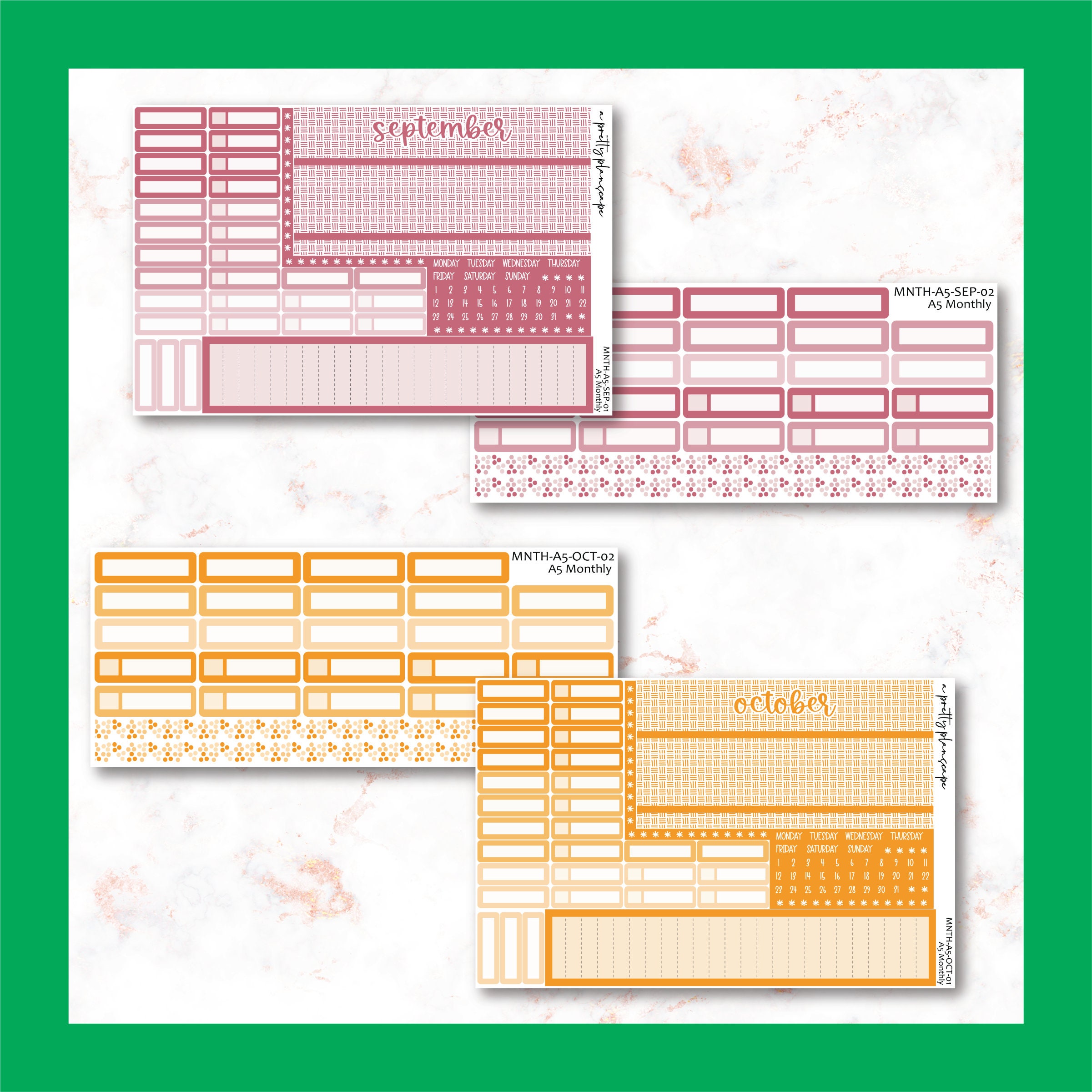 PRINTABLE Basic Colorful Monthly Kits Penny Pages A5 / EC A5 - Etsy