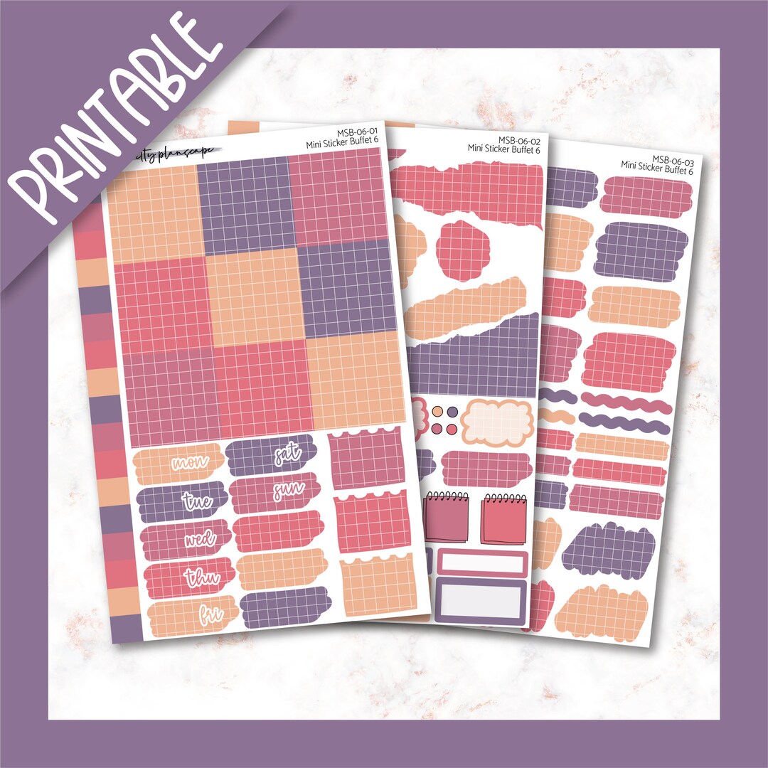 PRINTABLE Mini Sticker Buffet 6 Planner Stickers Functional Decorative ...