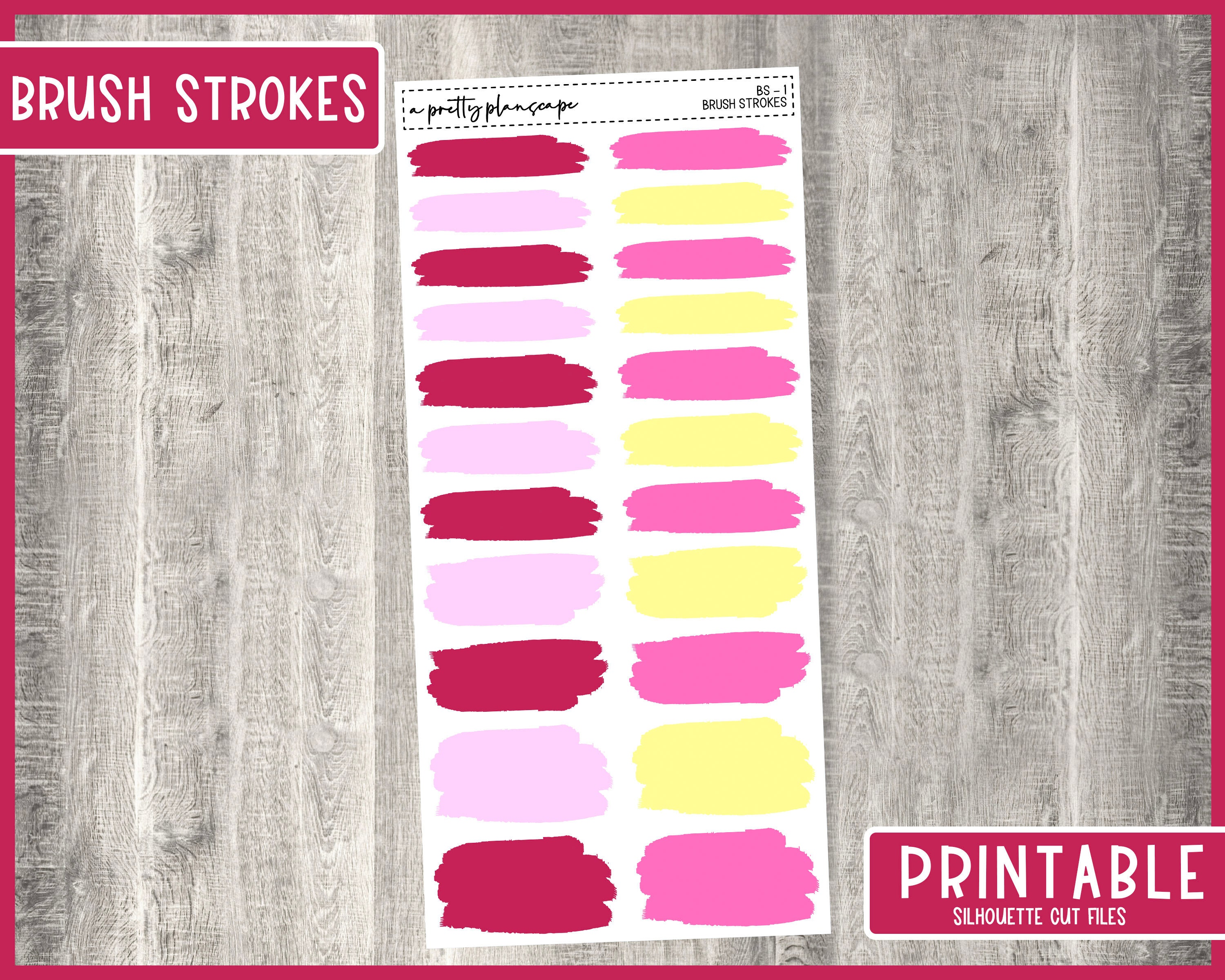 PRINTABLE Brush Stroke Stickers Kiss Cut Stickers Functional Deco ...