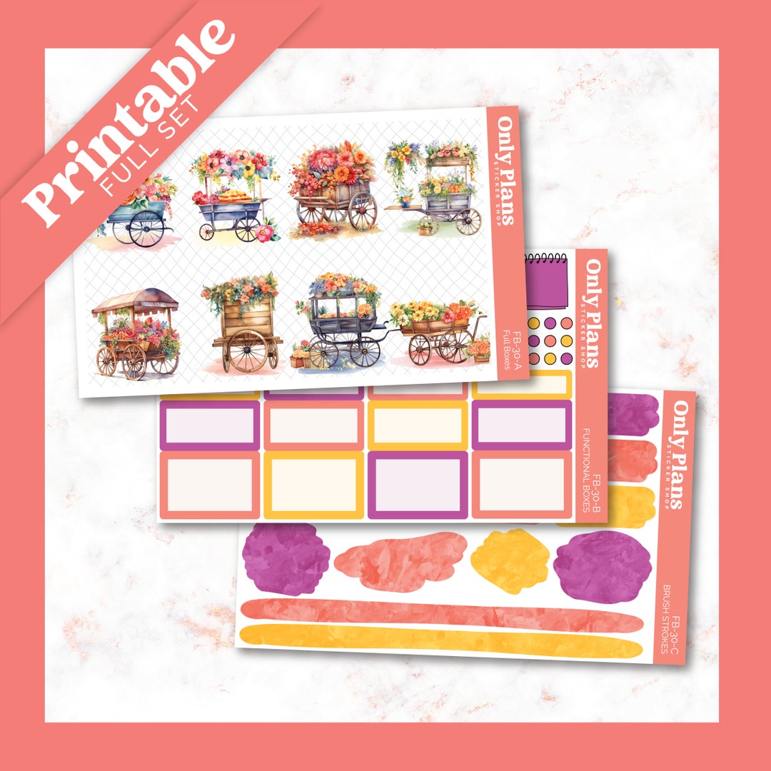 PRINTABLE Full Boxes Flower Carts FB-30 - Etsy