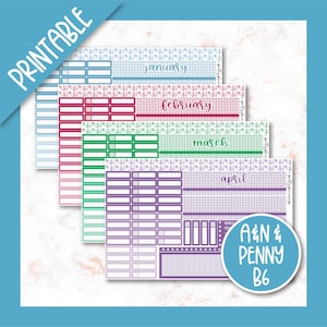 PRINTABLE Basic Colorful Monthly Kits Penny Pages B6 / A&N B6 ...